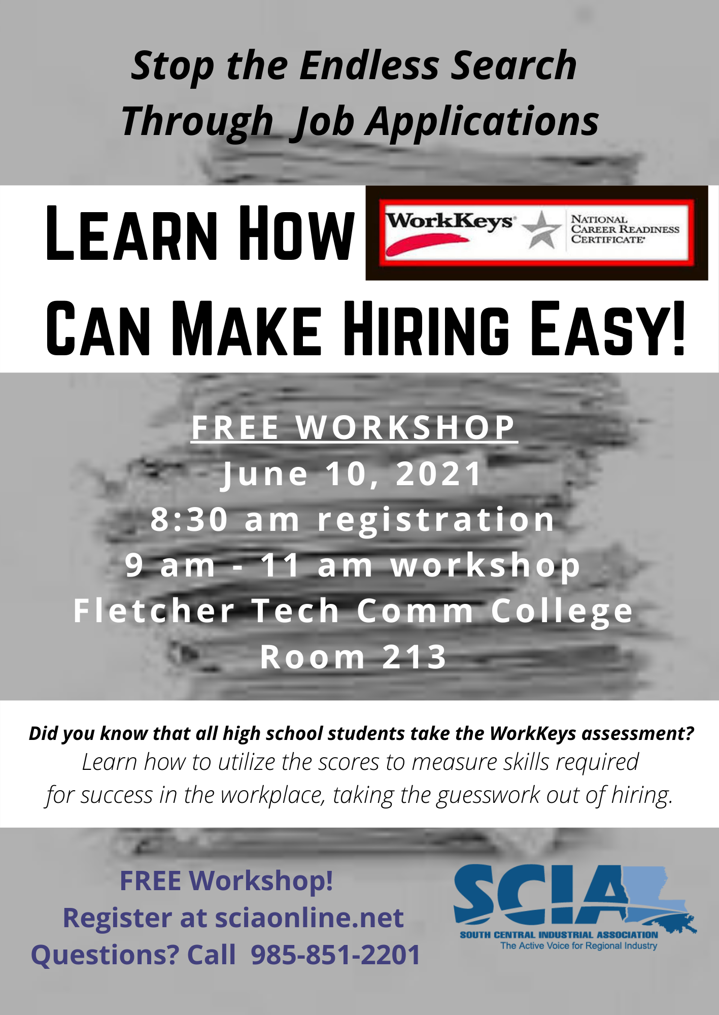 Free WorkKeys Workshop – South Central Industrial Association